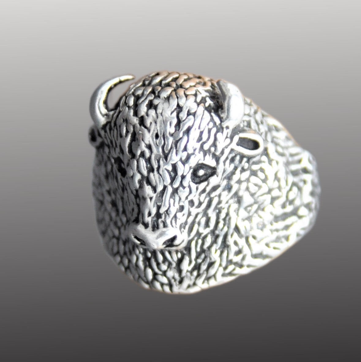 Buffalo or Bison Ring Sterling Silver .925 Men's Ring Size 8-15 - Etsy