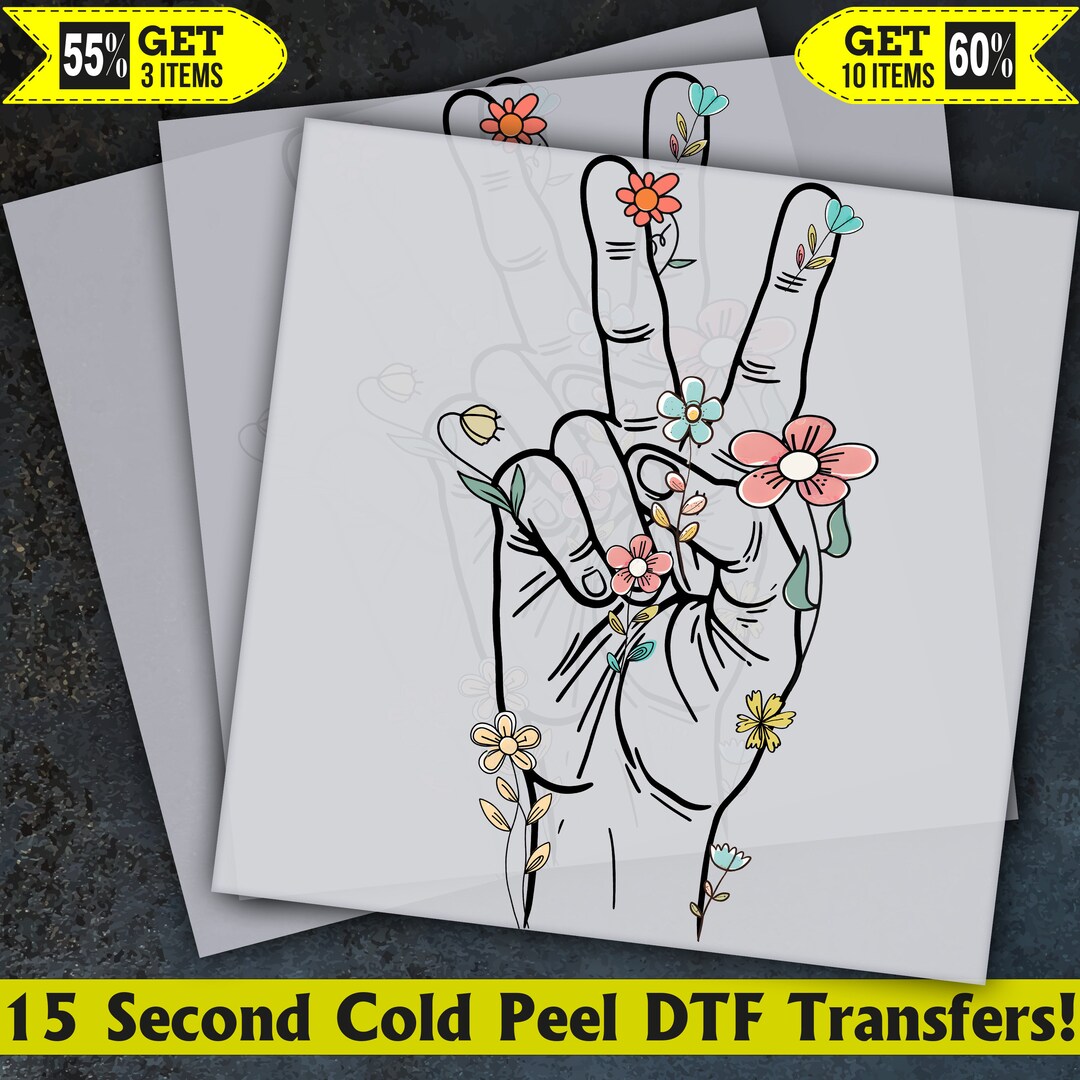 Peace Victory Sign Hippie Ready to Press, Dtf Transfer, Heat Press, Hot ...