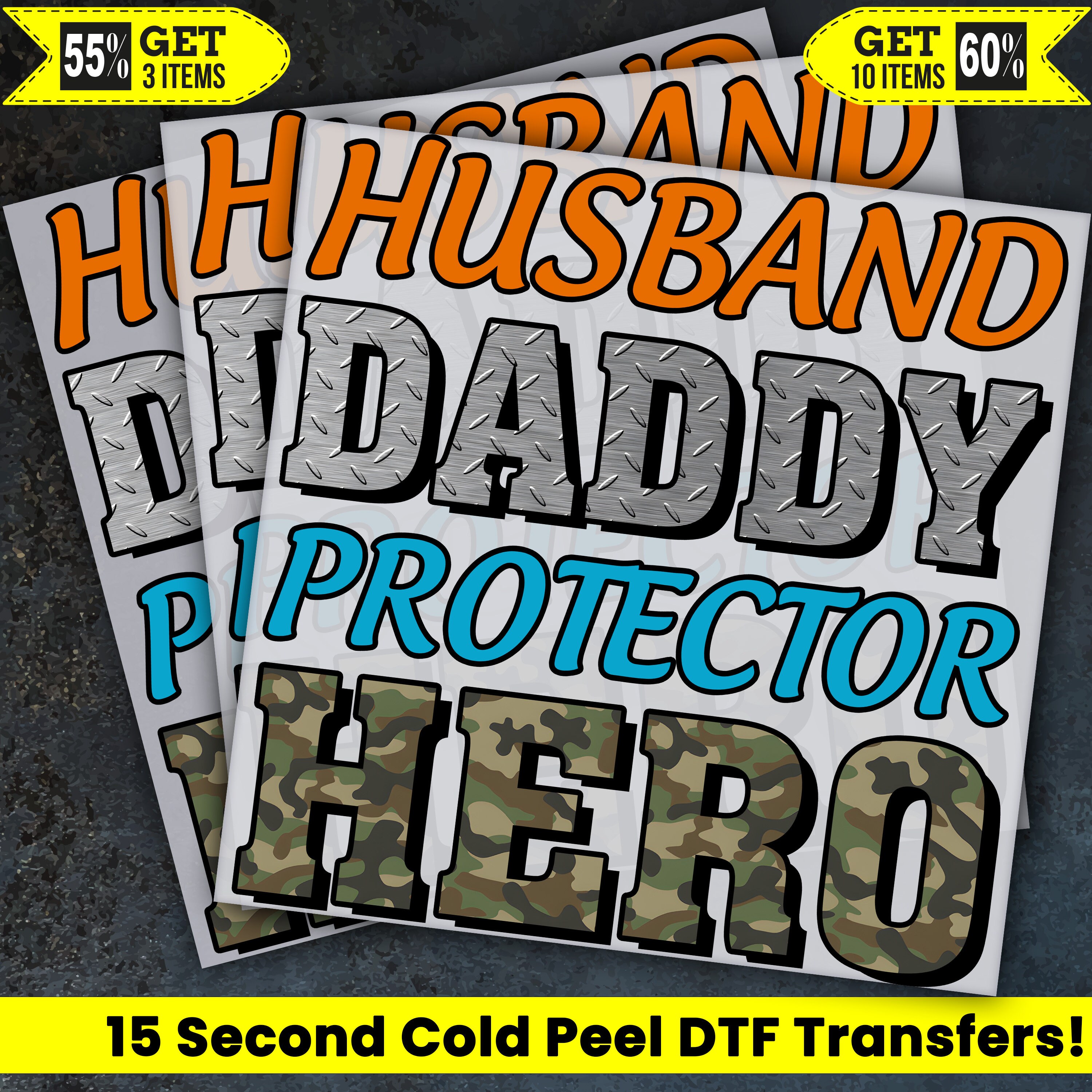 Husband Daddy Protector Hero Ready to Press, Dtf Transfer, Heat Press ...