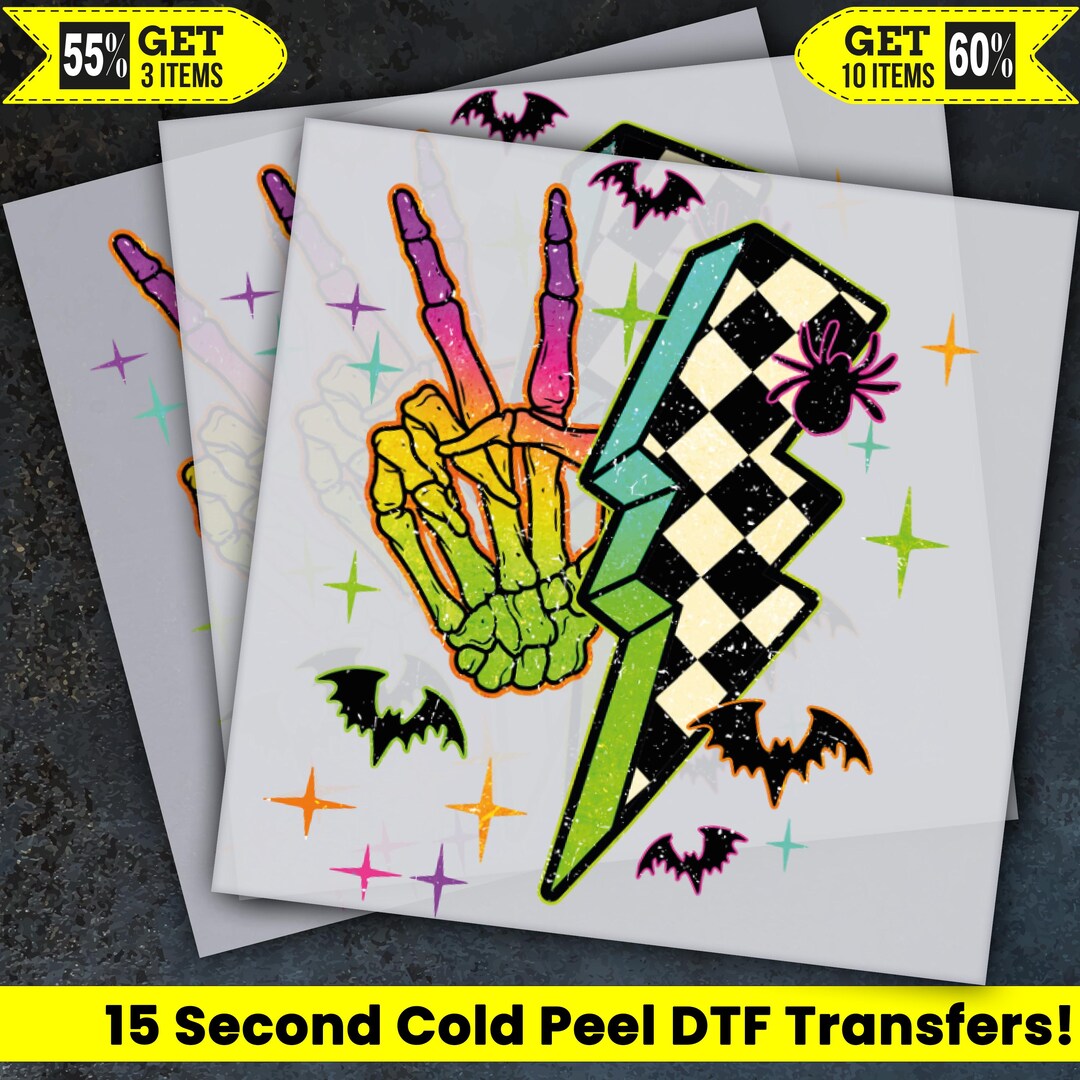Lightning Skeleton Halloween Ready to Press, Dtf Transfer, Heat Press ...
