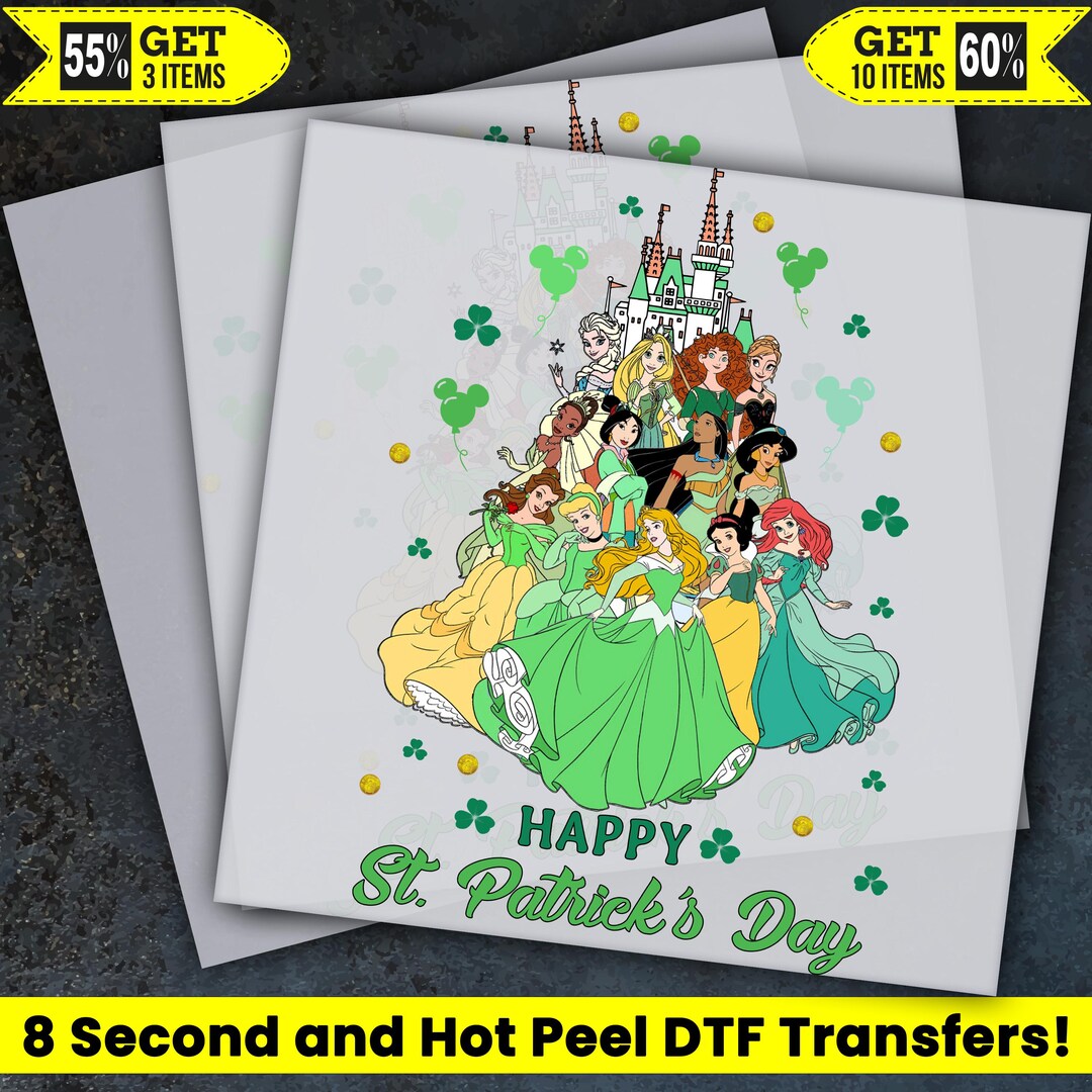 Happy Disney Princess St Patricks Day Ready to Press, Dtf Transfer ...