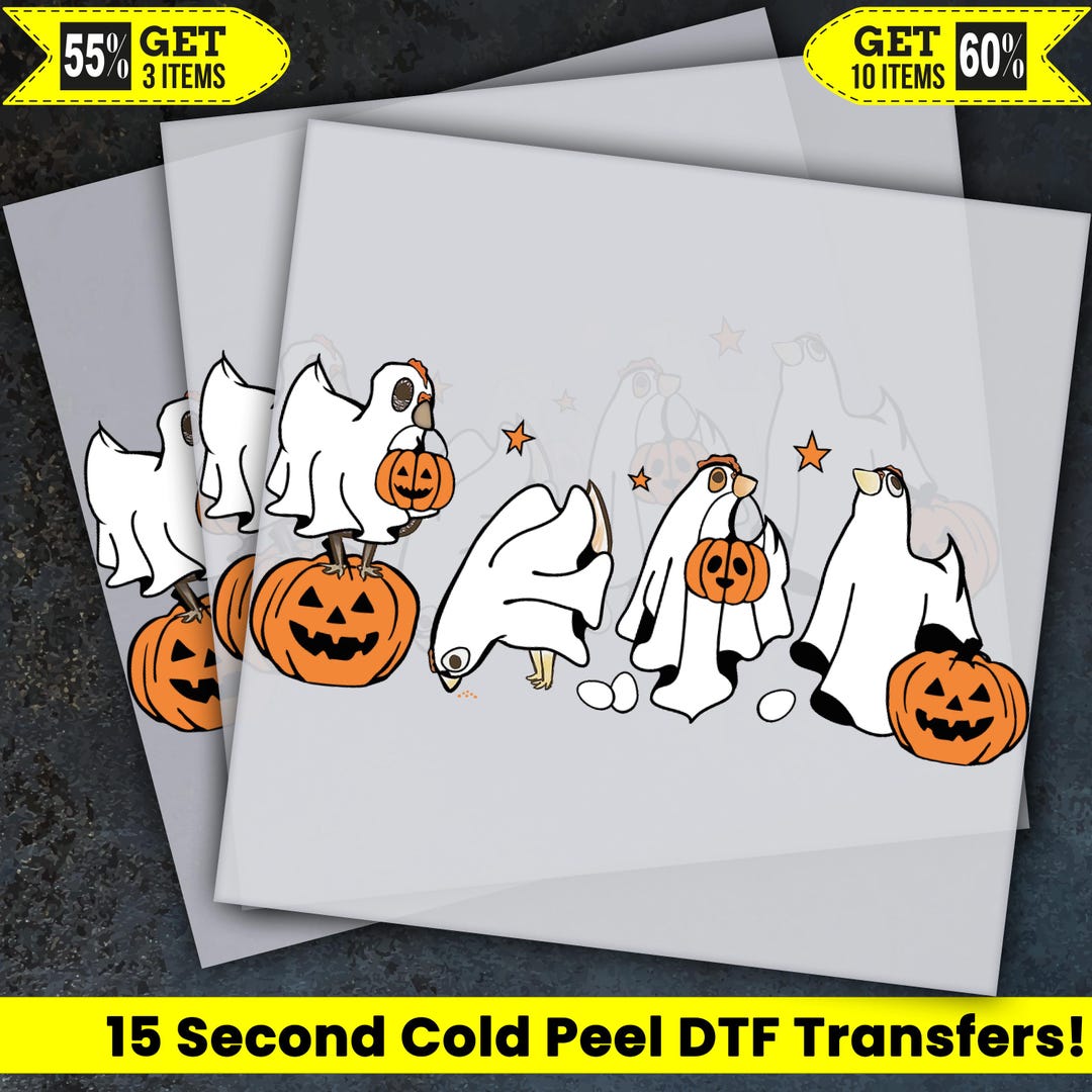 Ghost Chickens Halloween Ready to Press, Dtf Transfer, Heat Press, Hot ...