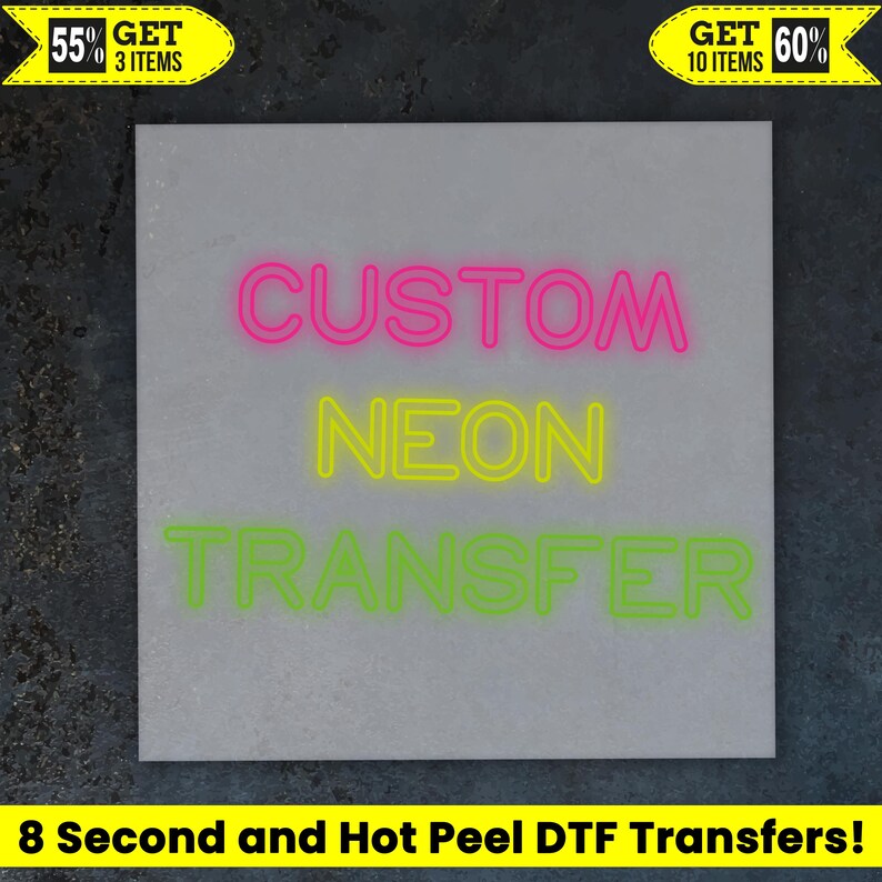 Custom Neon DTF Transfer - Upload Your Own Design - UV Glow in the Dark ...