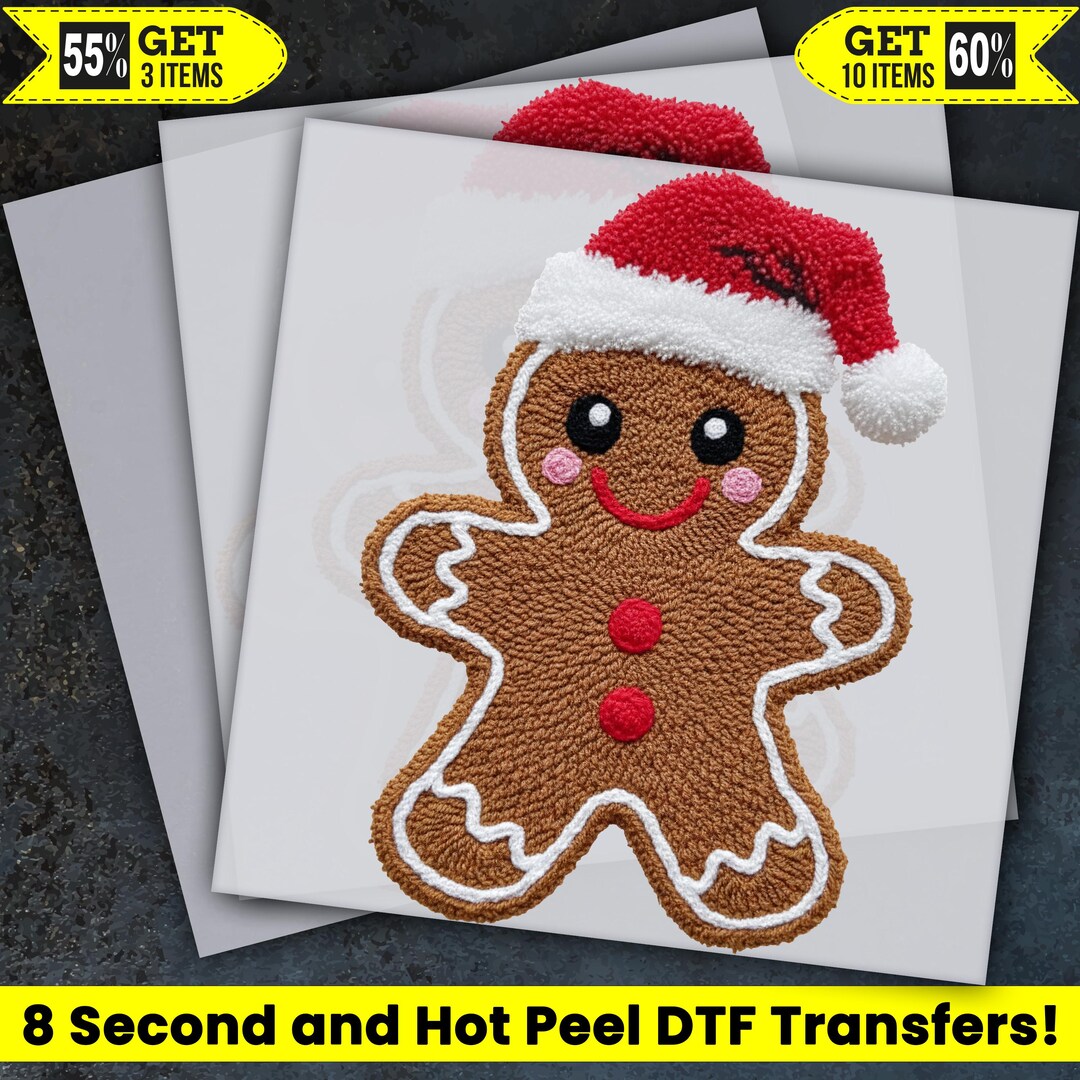 Faux Yarn Christmas Cookie Smile Ready to Press, Dtf Transfer, Heat ...