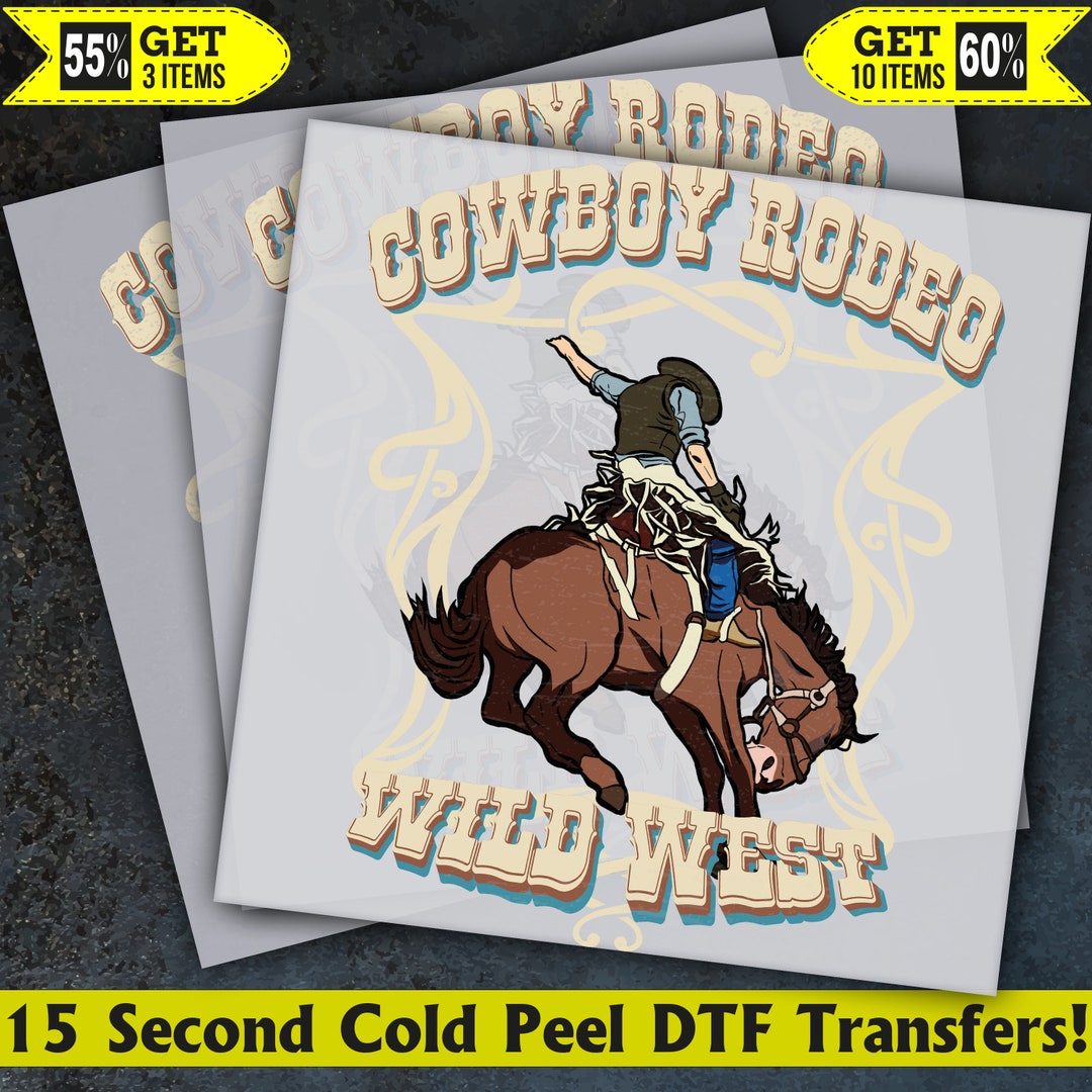 Cowboy Rodeo Wild West Western Ready to Press, Dtf Transfer, Heat Press ...