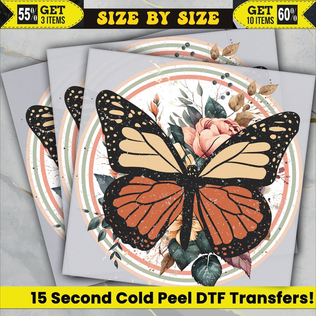 Cute Colorful Retro Butterfly Ready to Press, Dtf Transfer, Heat Press ...