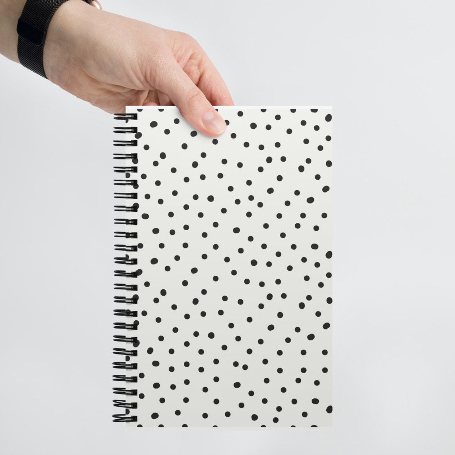 Spiral Notebook L Small Polka Dots L off White Notebook L Journal Diary ...