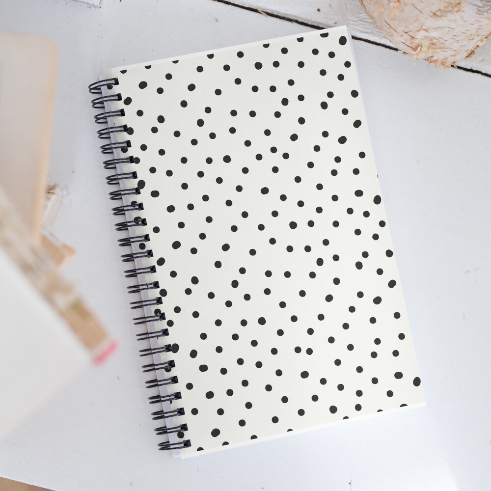 Spiral Notebook L Small Polka Dots L off White Notebook L Journal Diary ...