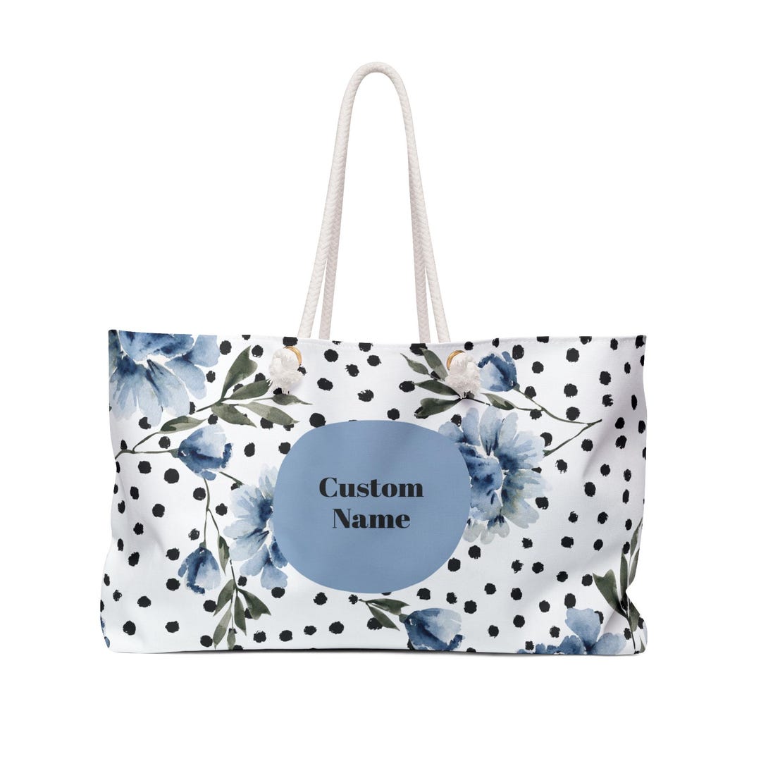 Polka Dot Weekender Bag, Floral Tote for Travel, Weekend Getaway Duffle ...
