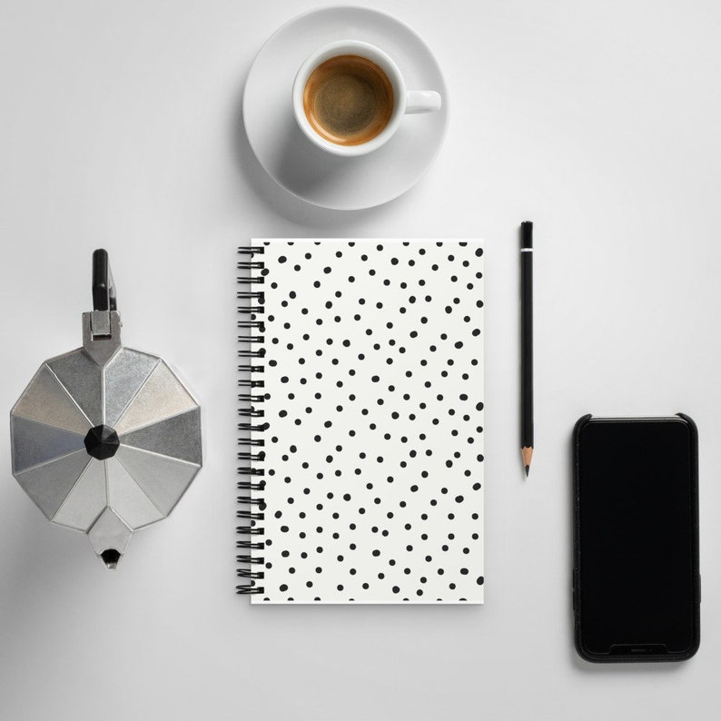 Spiral Notebook L Small Polka Dots L off White Notebook L Journal Diary ...