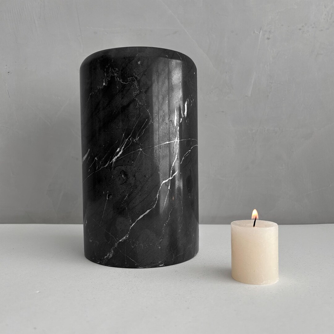 Black Marble Stone Cremation Urn for Human Ashes, Ash Container ...