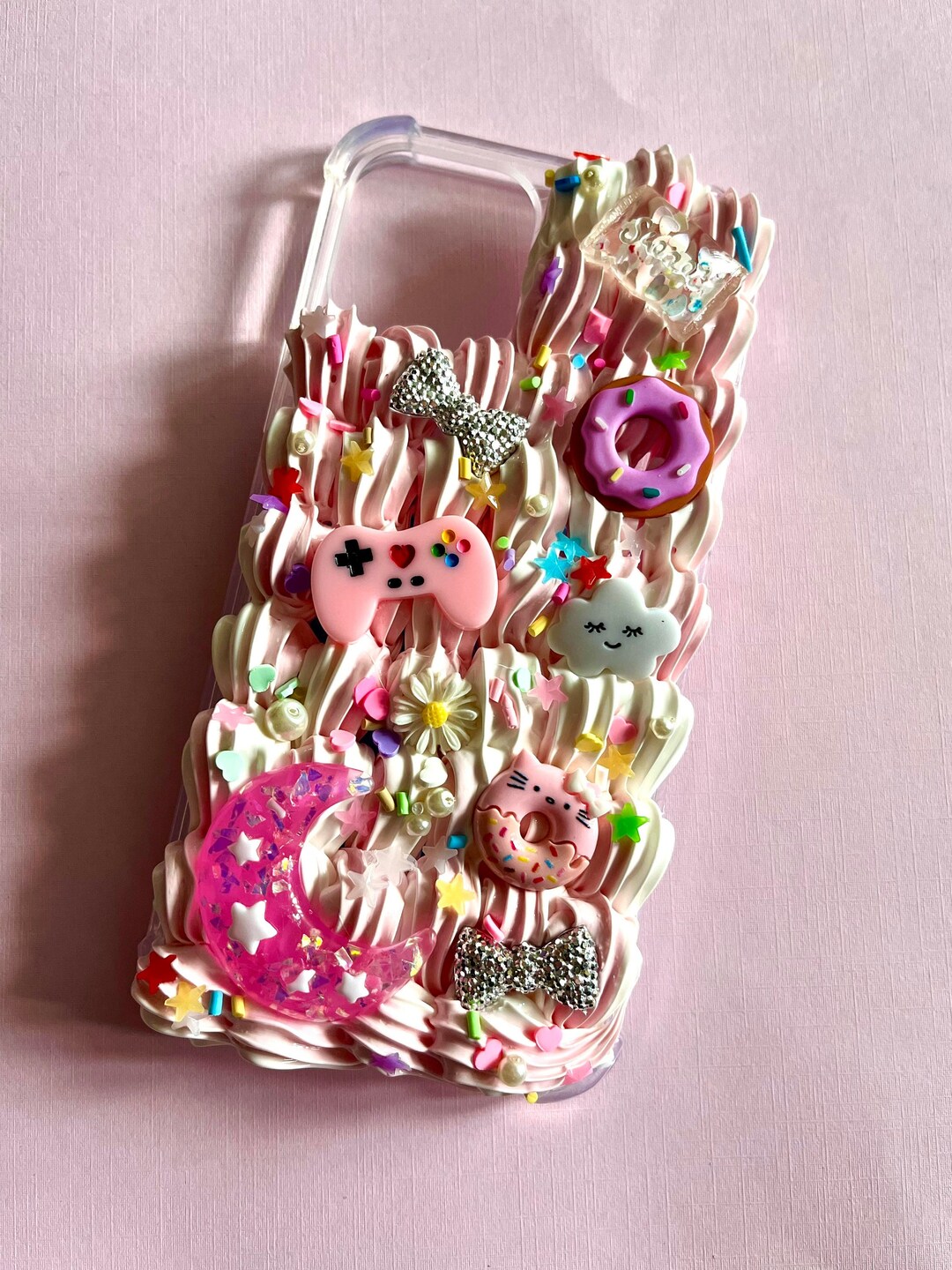 Pink and White Swirl Decoden iPhone Case - 11/12/13/pro - Etsy