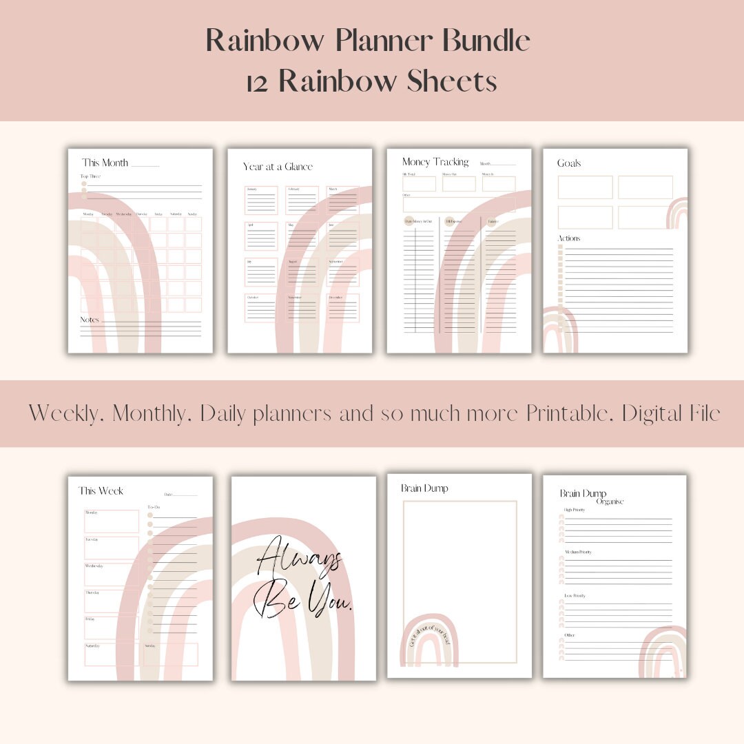Rainbow Planner Bundle, Download - Etsy
