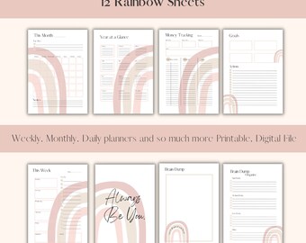 2023-2024 Printable PDF Planner Bundle Rainbow Edition Dated Over 80 ...
