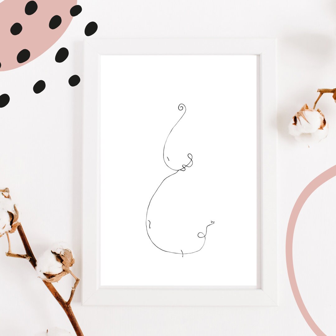 Baby Bump Printable Wall Art Instant Download Line Drawing Woman ...