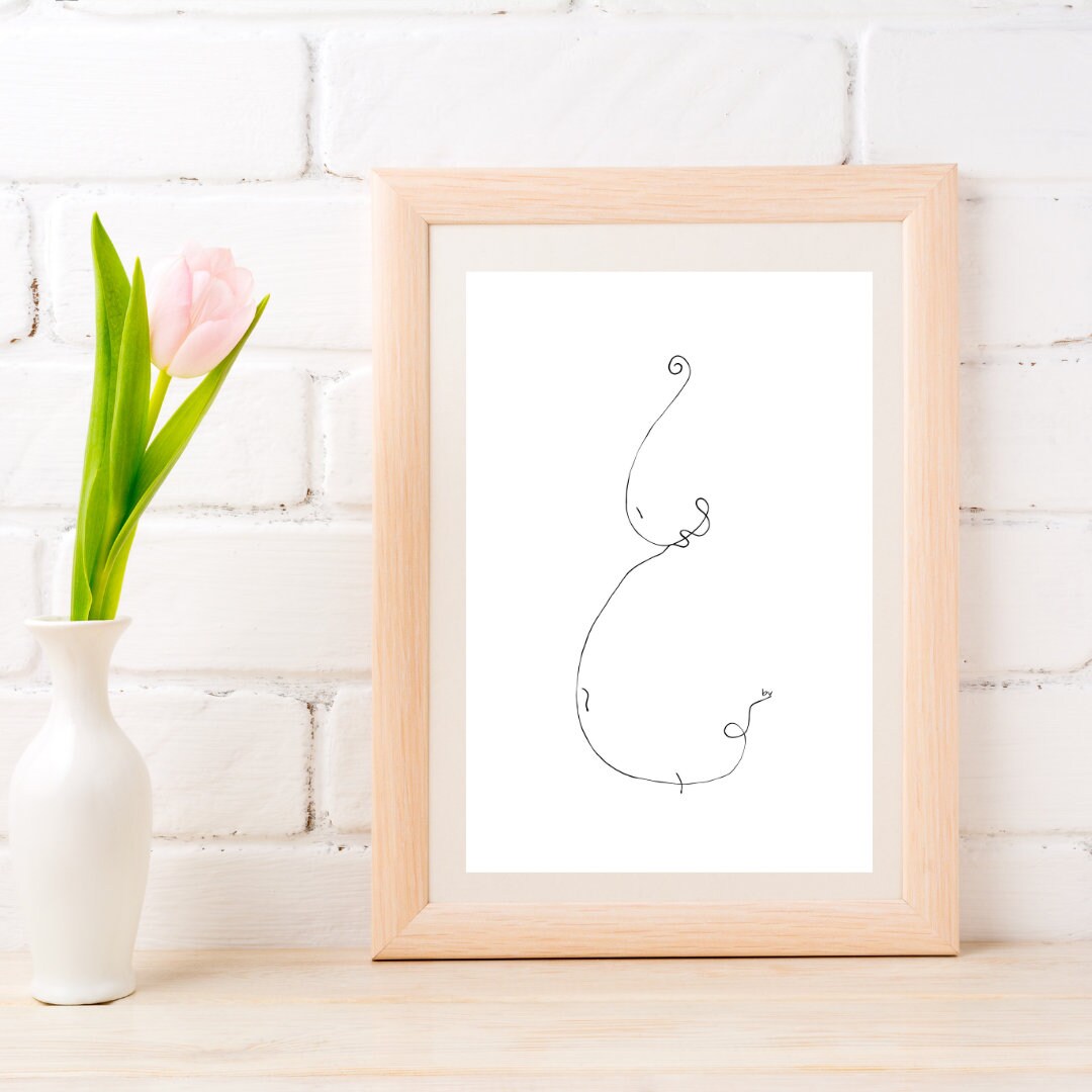 Baby Bump Printable Wall Art Instant Download Line Drawing Woman ...