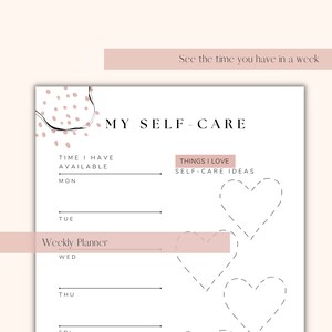 Self-care Planner, Daily, Weekly, Printable Organiser, Routine, Single ...