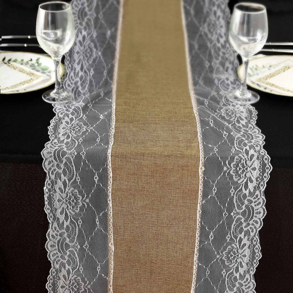 Burlap Lace Runner - Etsy