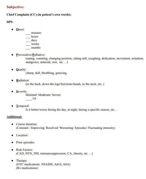 SOAP Note Template History and Physical PDF and Word Document - Etsy