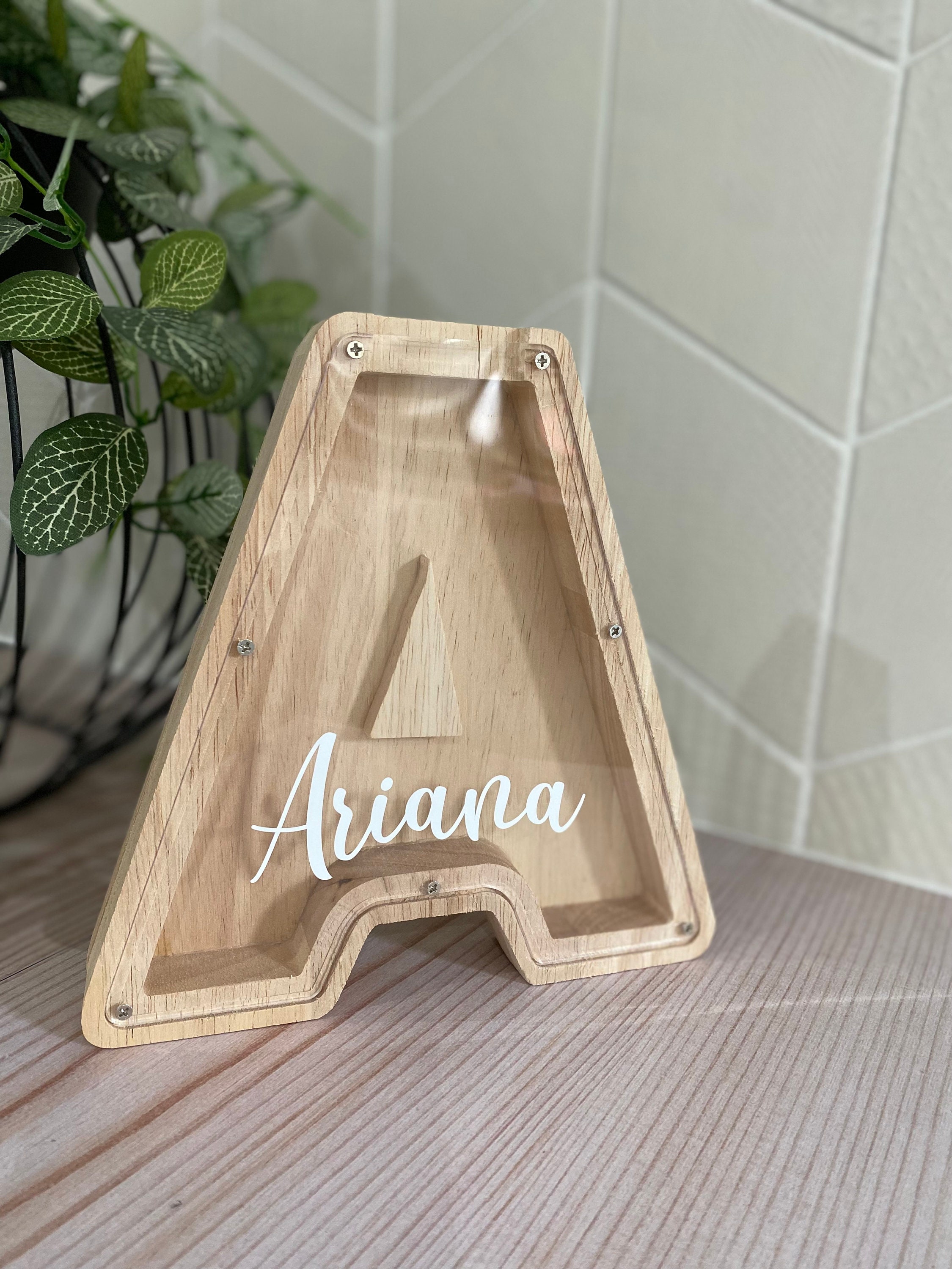 Personalised Wooden Letter Money Box Unique Gift Piggy - Etsy Australia