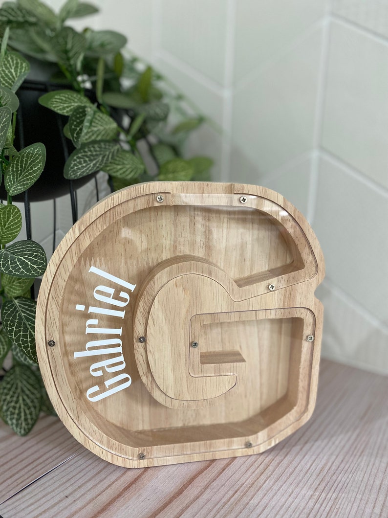 Personalised Wooden Letter Money Box | Unique Gift | Piggy Bank ...