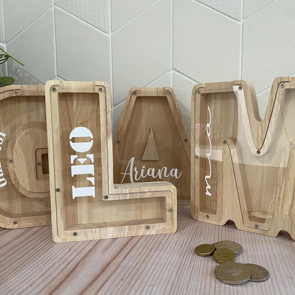 Wooden Letter Money Box - Etsy Australia