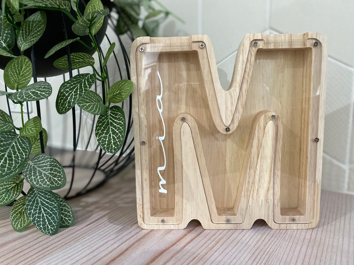 Personalised Wooden Letter Money Box | Unique Gift | Piggy Bank ...