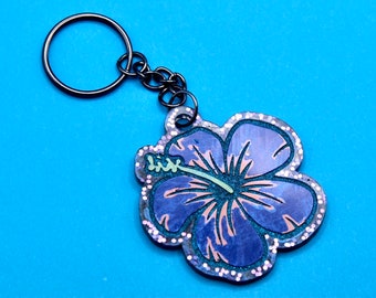 Hibiscus Keychain Hibiscus Key Ring Flower Charm Garden - Etsy