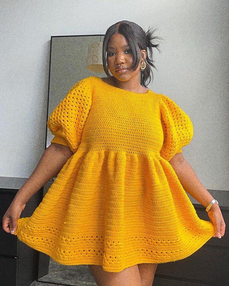 Crochet Dress With Puff Sleeves Pattern - Etsy