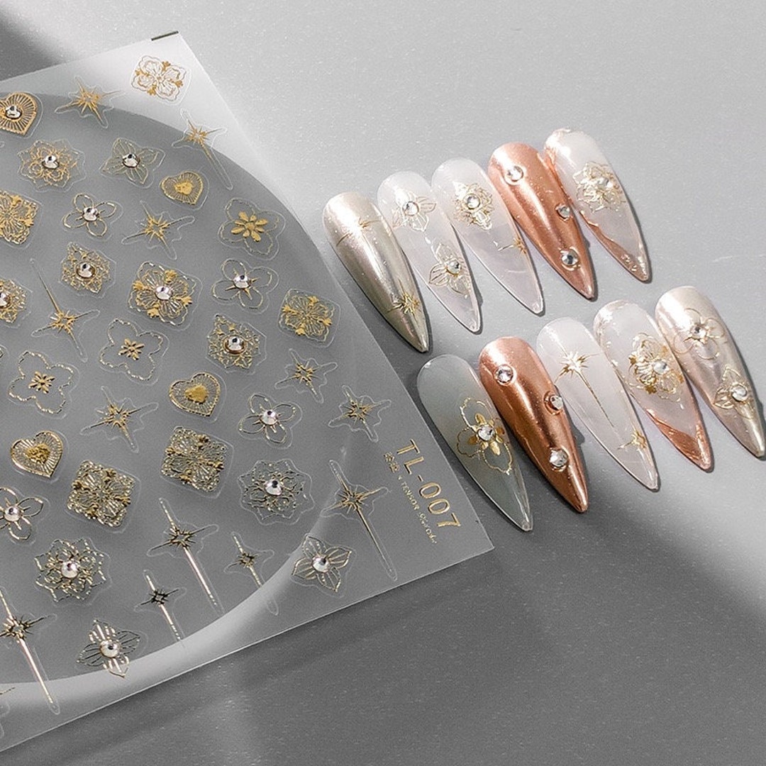 5D Boh Nail Decal, Gold Bohemian Nail Decals, Nails Art Stickers ...