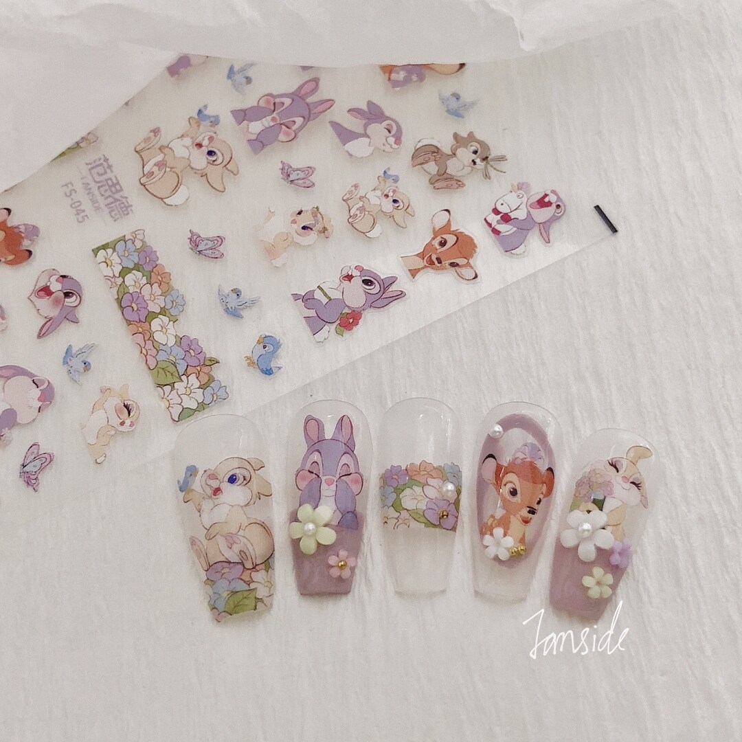 5D Cute Animals Nail Stickers Ribbit Nail Decals Deer Nail - Etsy New ...