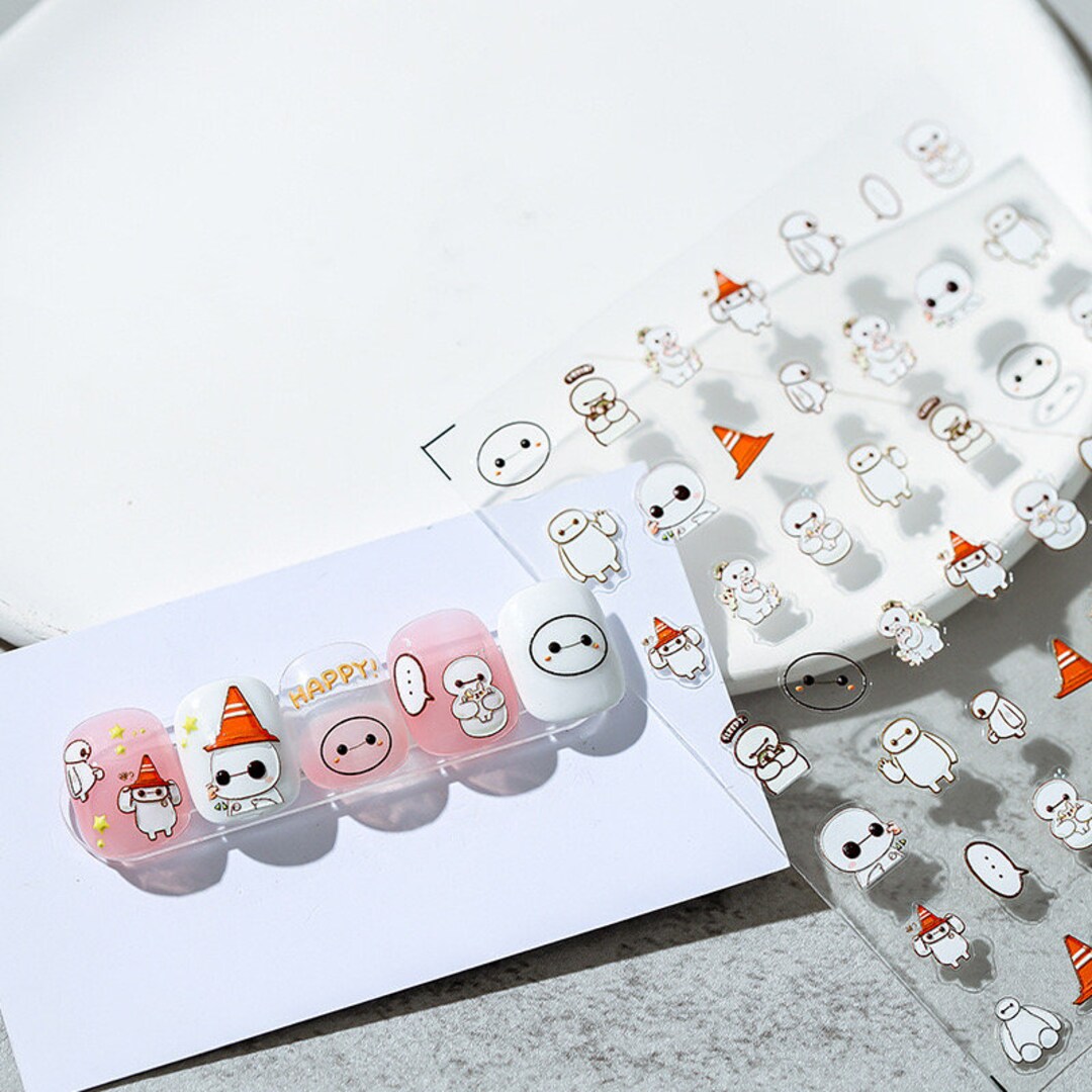 5D Cartoon Nail Decals, Kawaii Nail Stickers, Baymax Nail Art Stickers ...