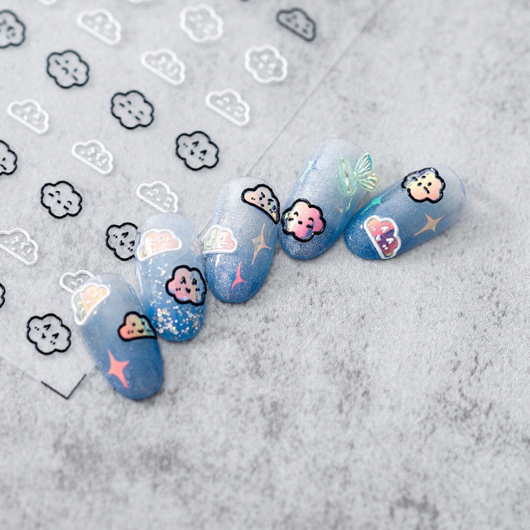 5D Cloud Nail Decal White Cloud Nail Art Stickers Self - Etsy