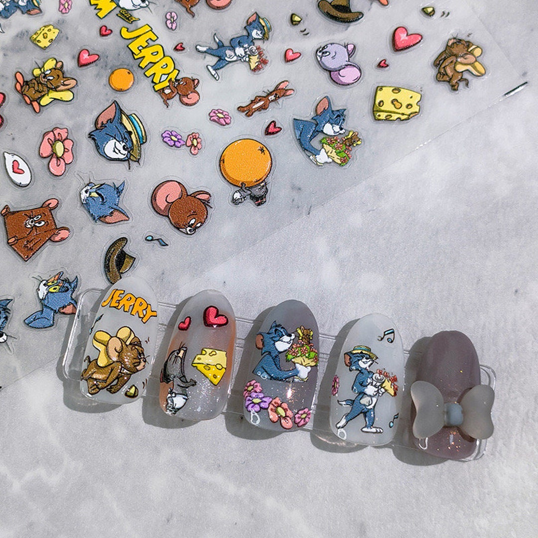 5D Character Nail Stickers Tom Cat Jerry Mouse Animation Cartoon Nail ...