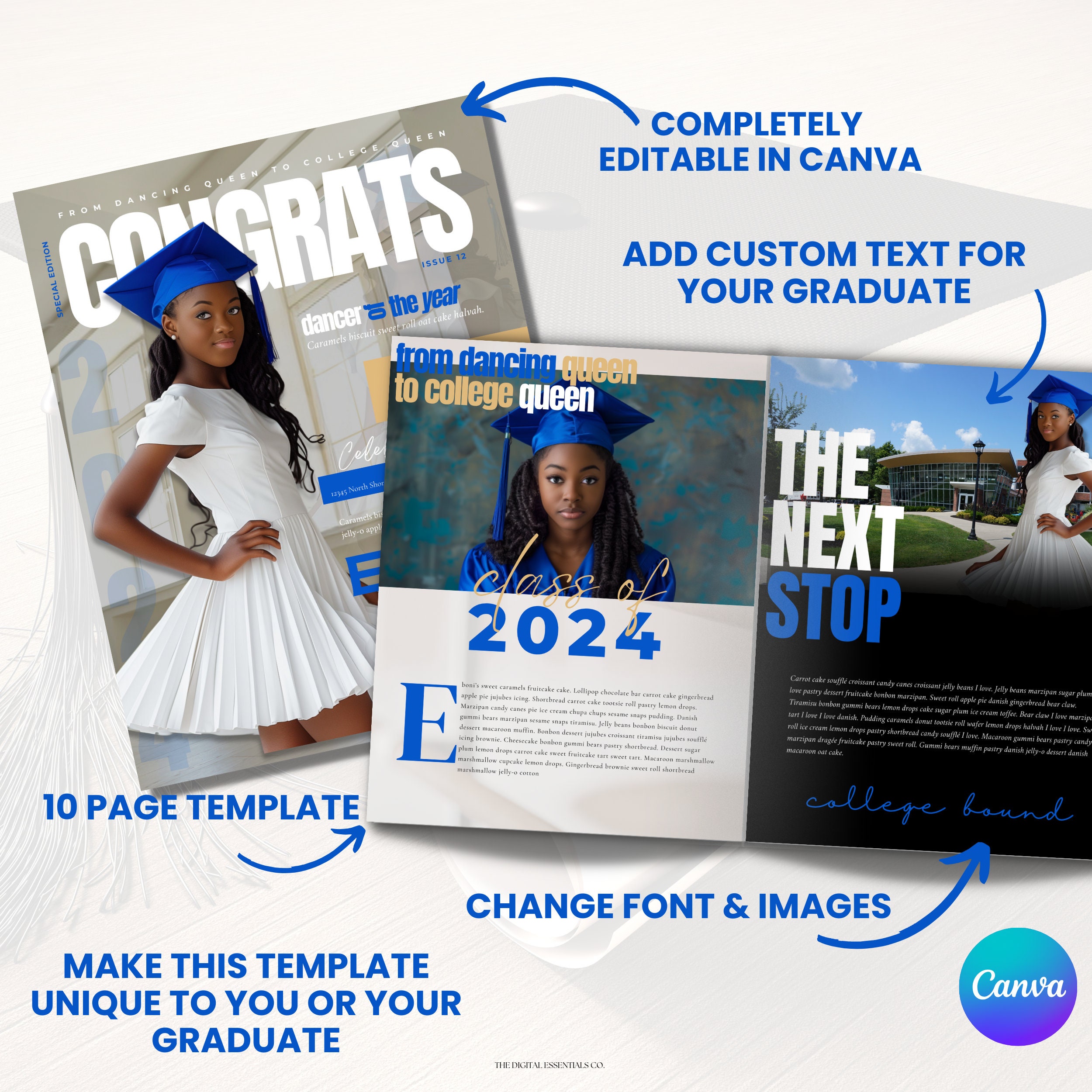 Stunning Graduation Magazine Template | Digital Grad Invitation ...