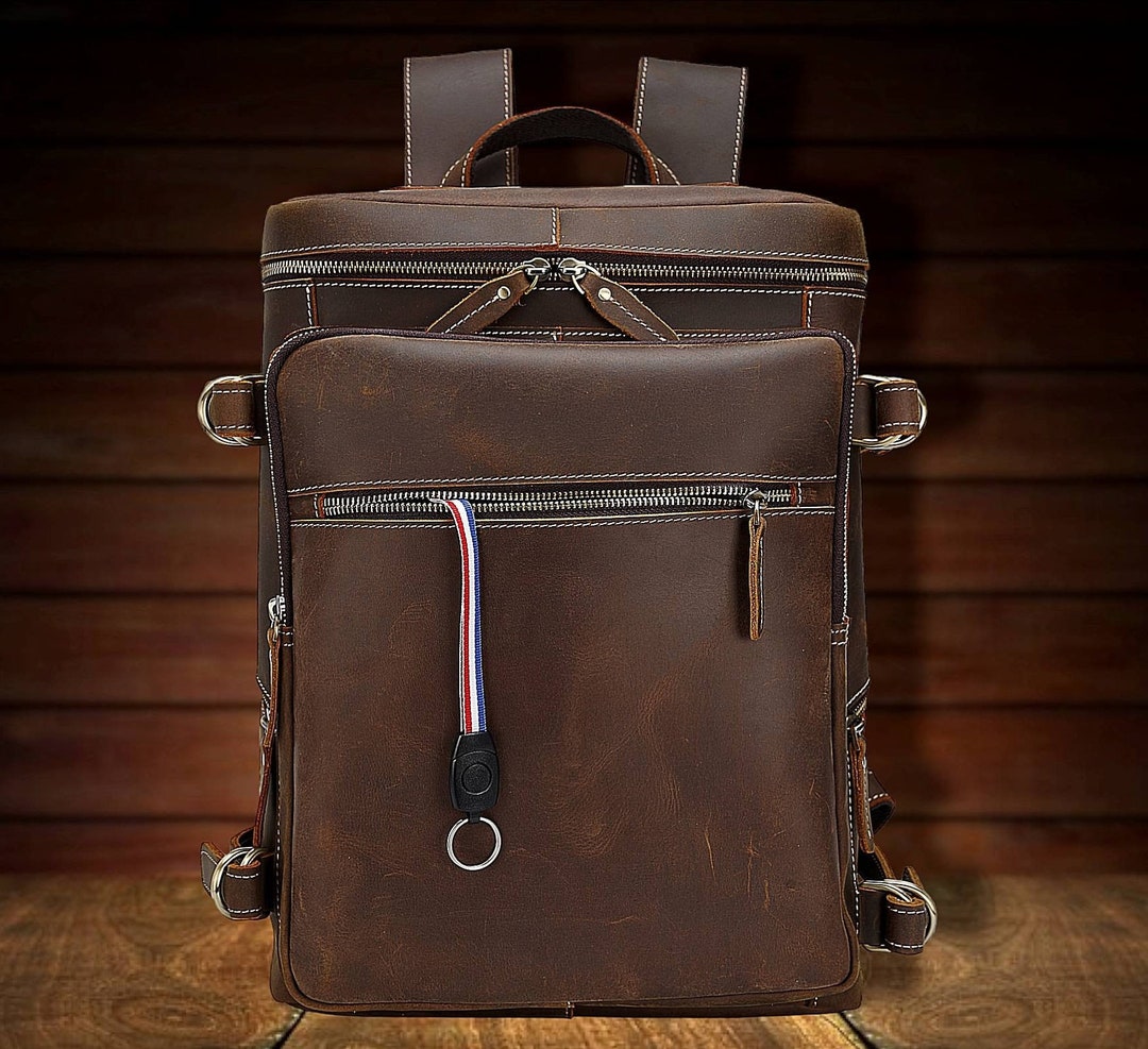 Personalized Leather Backpack Rucksack Custom Laptop Leather Backpack ...