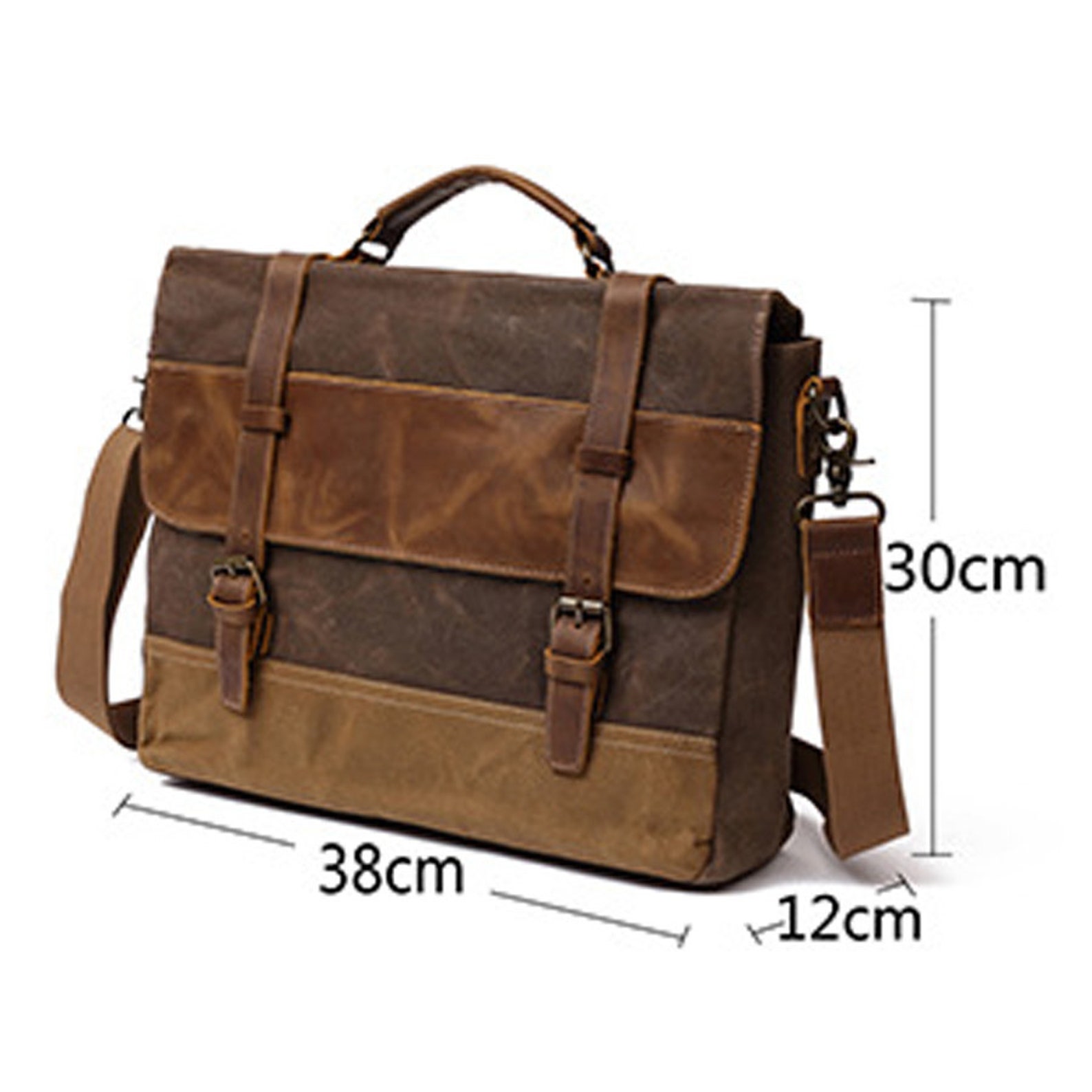 Personalized Waxed Canvas Laptop Messenger Bag: Leather Trim Office Bag ...