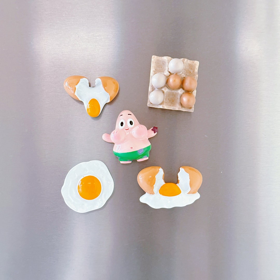 3D Patrick Star, Egg Natural Resin Fridge Magnet, Tiny Food Themed ...