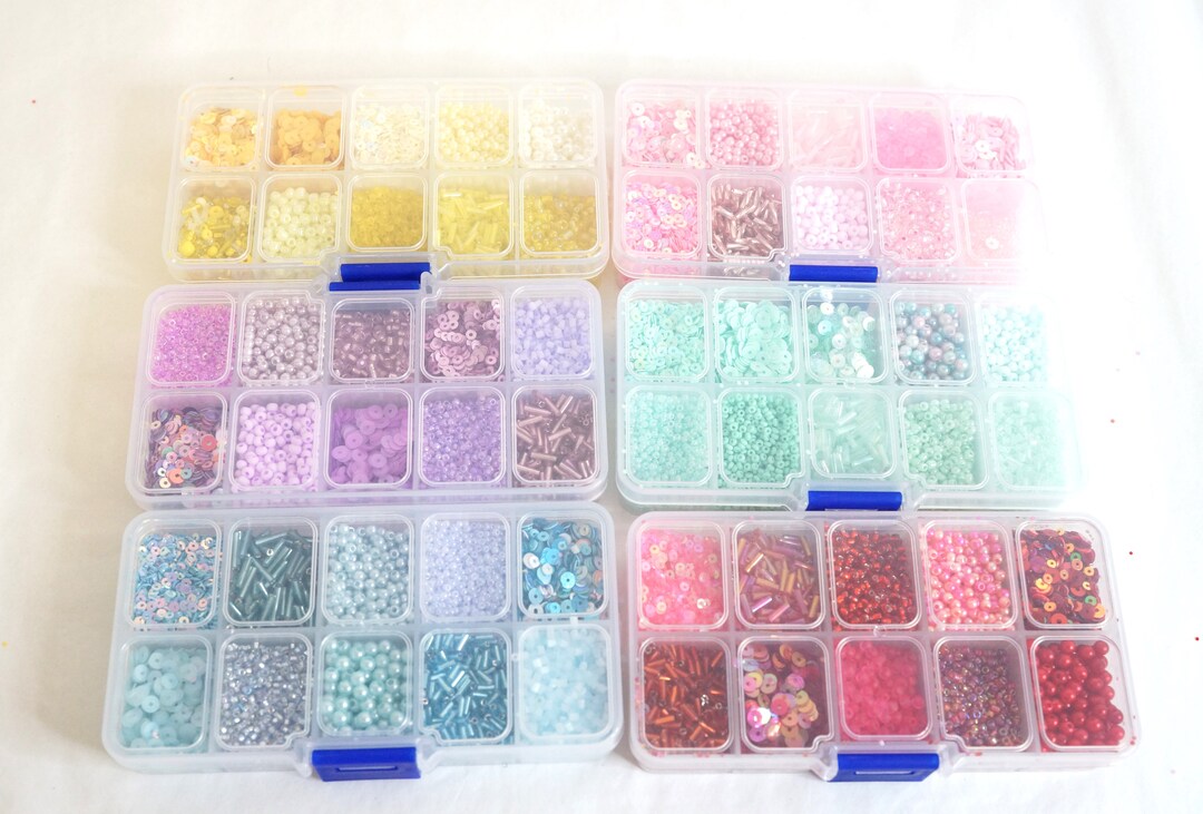 DIY Beginner Embroidery Trial Kits, Multi Colours Sizes Seed Beads ...