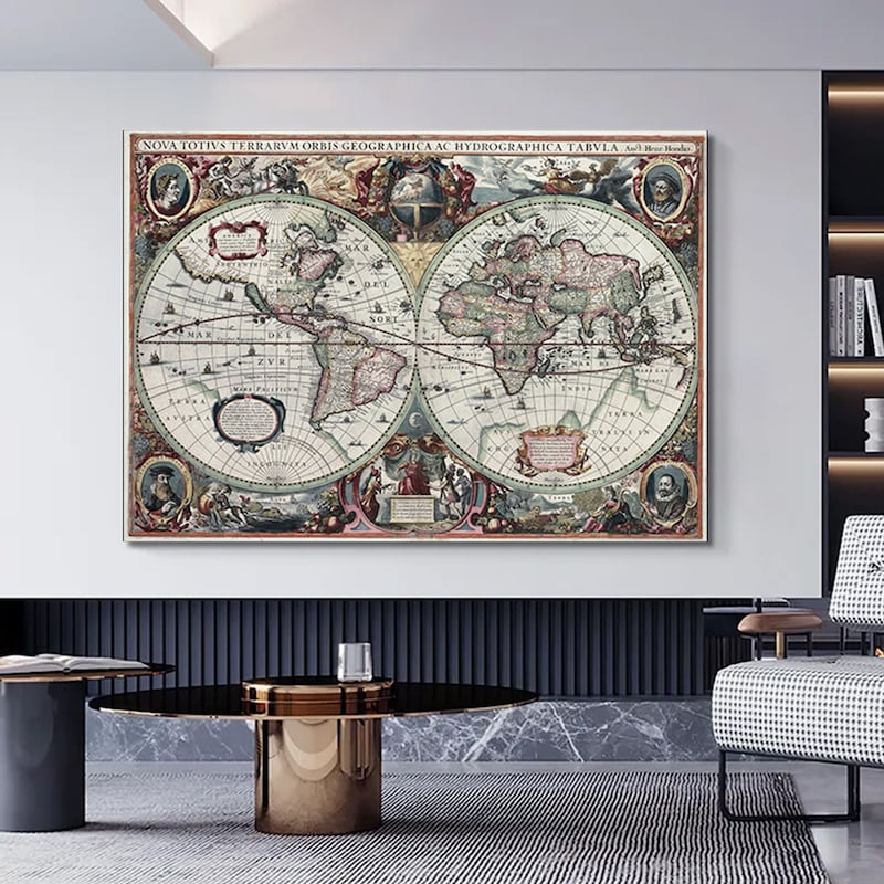 World Map Portrait - Etsy
