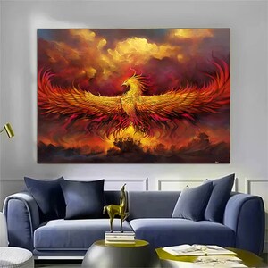 Phoenix Canvas Prints , Dragon Canvas Painting , Red Phoenix Canvas ...