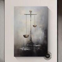 Set of 2 Law Office Wall Art – Brown Gold Lady Justice & Scales of ...