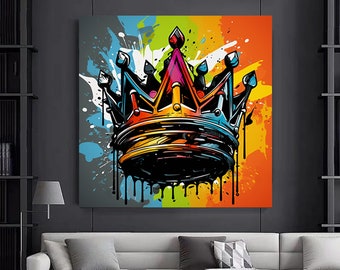 Crown Graffiti Wall Art, Printable Graffiti Art, King Crown Digital Art ...