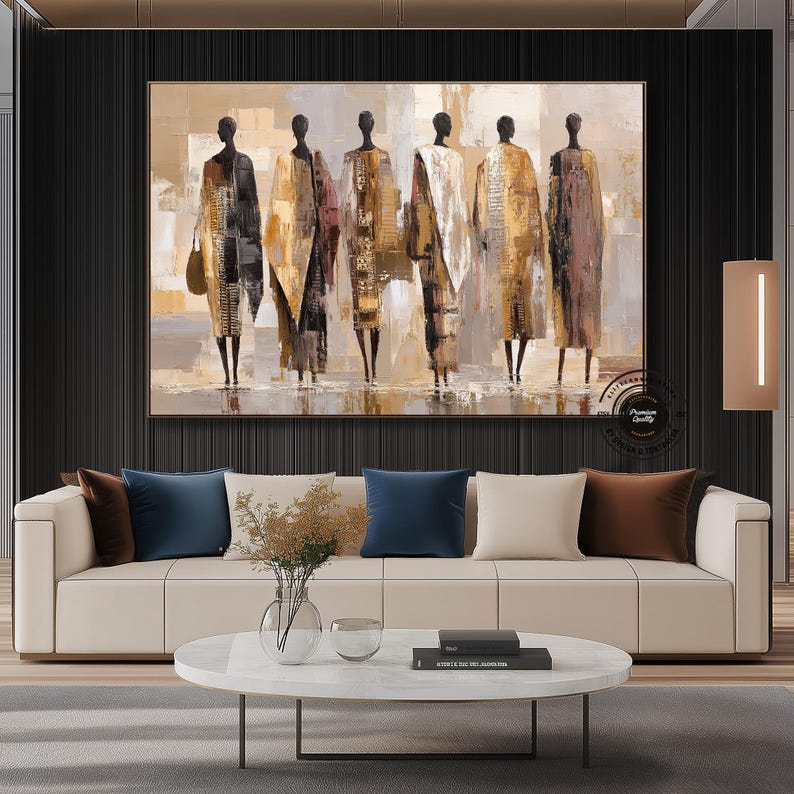 Abstract African Figures Canvas Art – Earth Tones Home Decor - Etsy