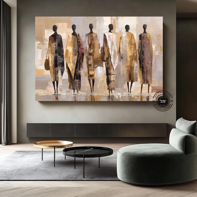 Abstract African Figures Canvas Art – Earth Tones Home Decor - Etsy