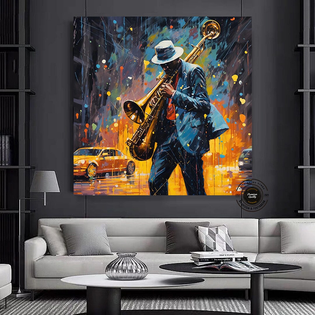 Saxophone Player Canvas Print: Colorful Jazz Graffiti Wall Art - Etsy
