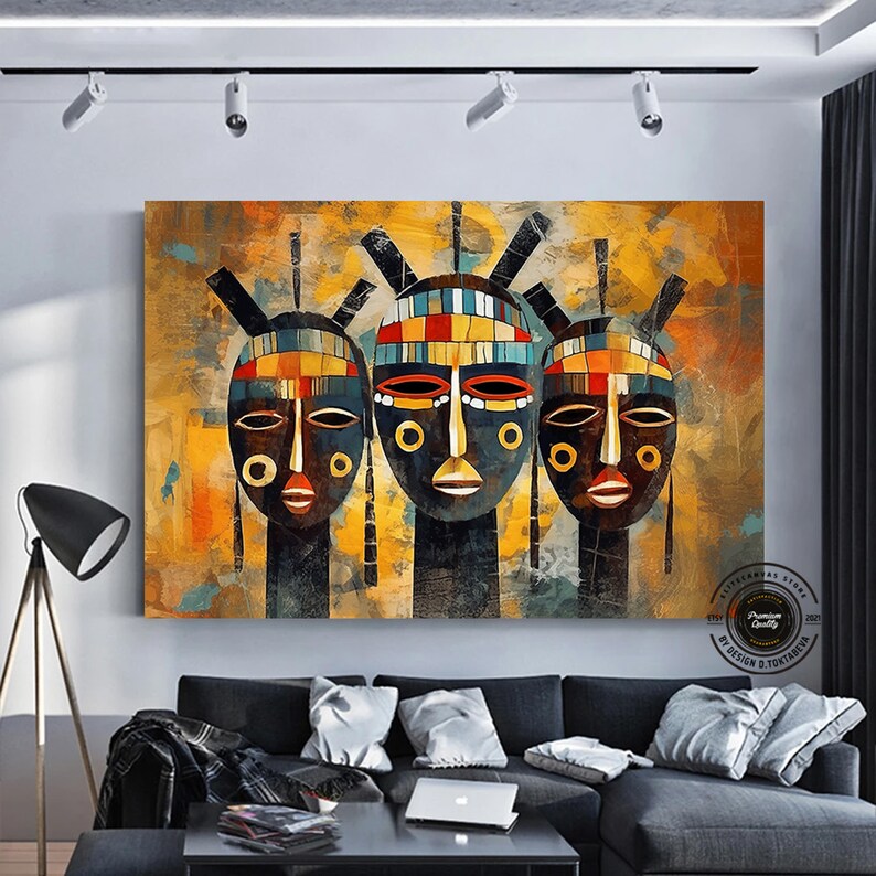 African Masks Canvas Print: Abstract Culture Wall Art - Etsy