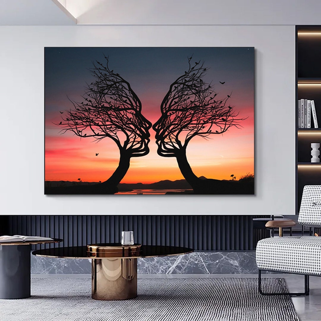 Tree Couple Canvas Art, Tree Wall Art, Couple Canvas, Love Wall Art ...