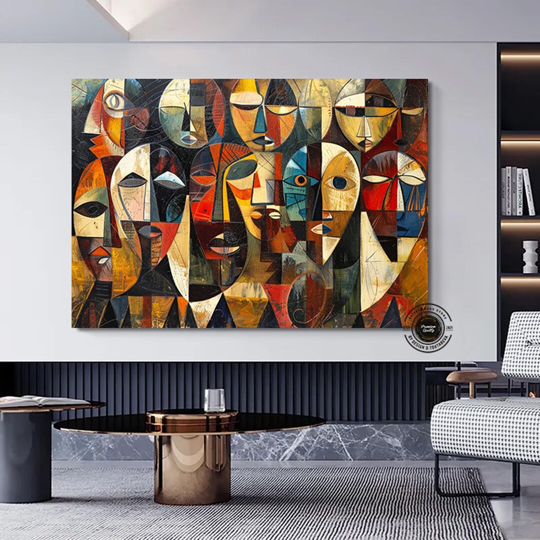 Abstract Faces Cubism Canvas Print, Cubism Painting Wall Art, Cubism ...