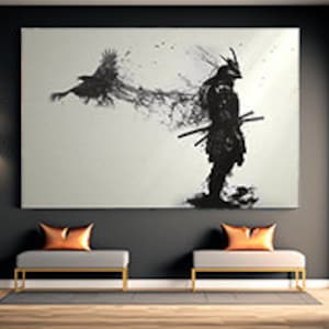 Samurai Man Canvas Wall Art , Samurai Canvas Print , Sanurai and ...